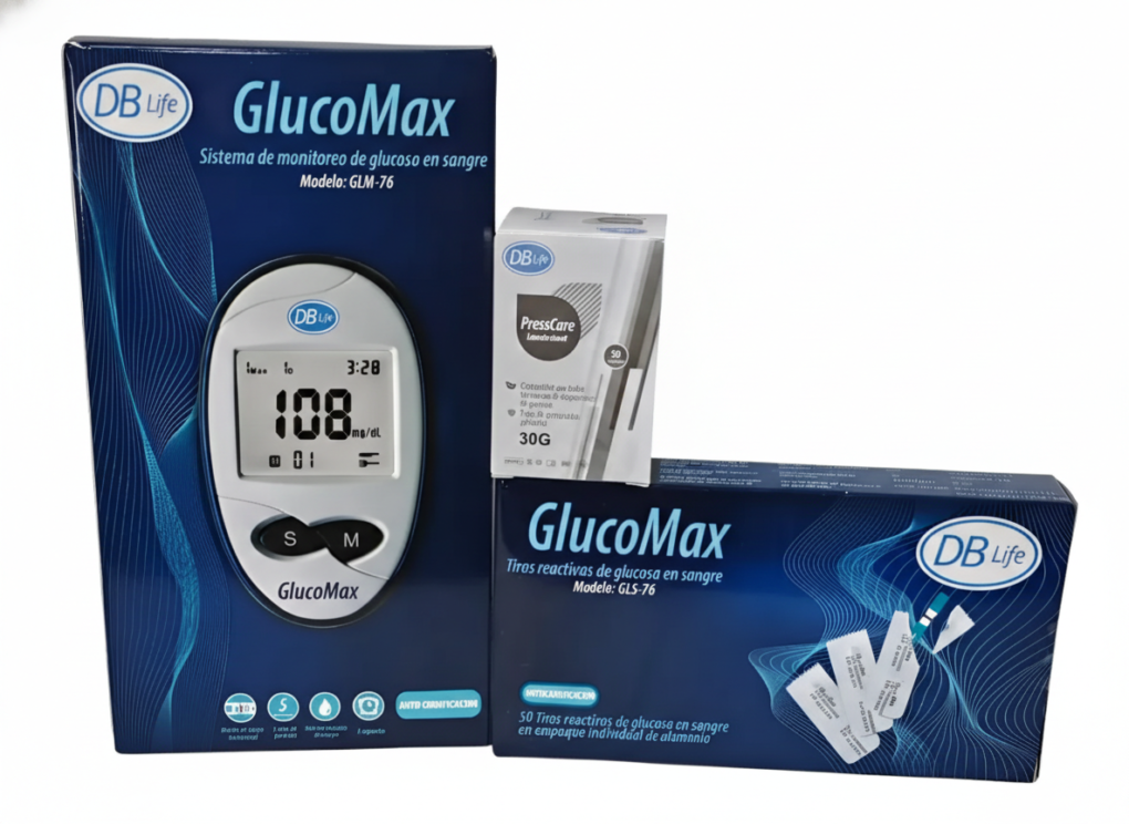 Glucómetro Glucomax GLM-76 – Kit Completo (50 Tiras + 50 Lancetas ...